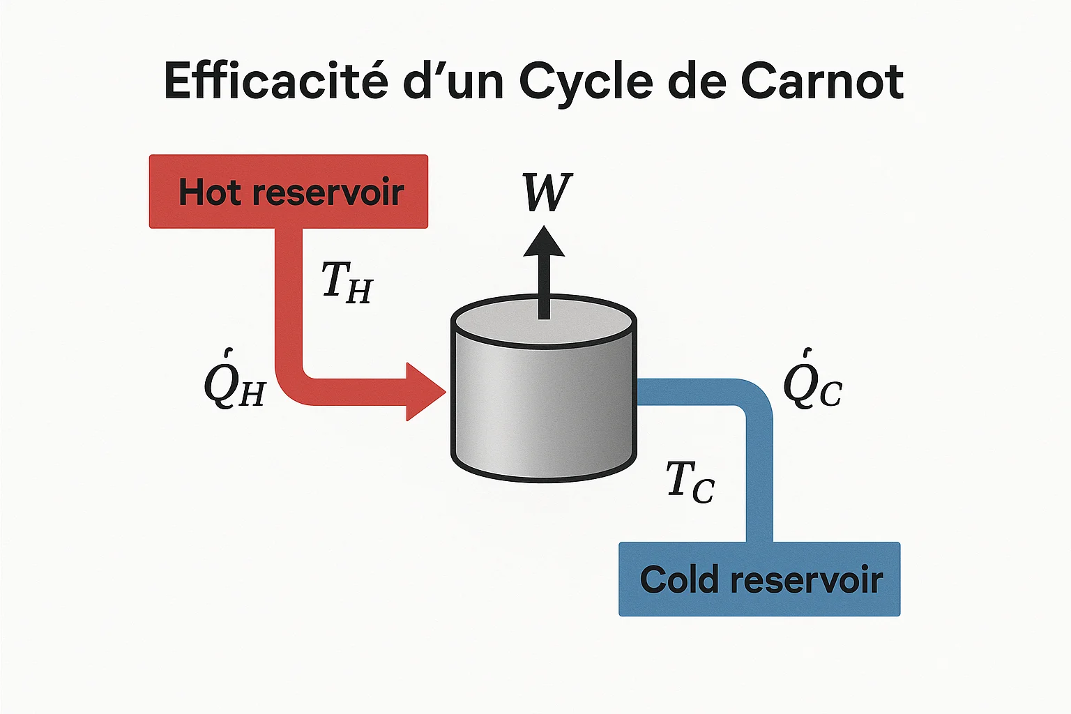 Calcul de l'Efficacité d'un Cycle de Carnot - Exercice corrigé