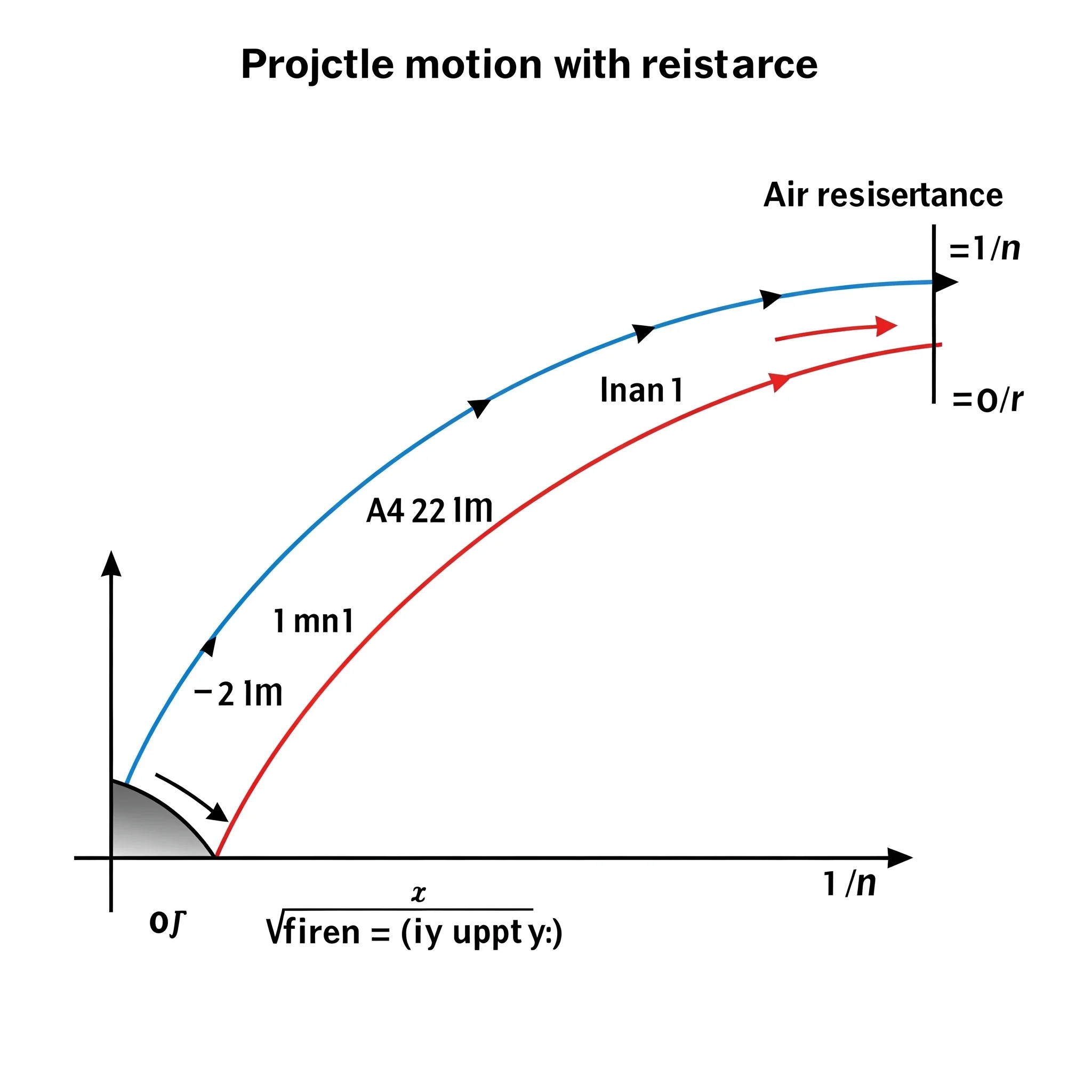 Mouvement d'un projectile avec résistance de l'air - Exercice Corrigé